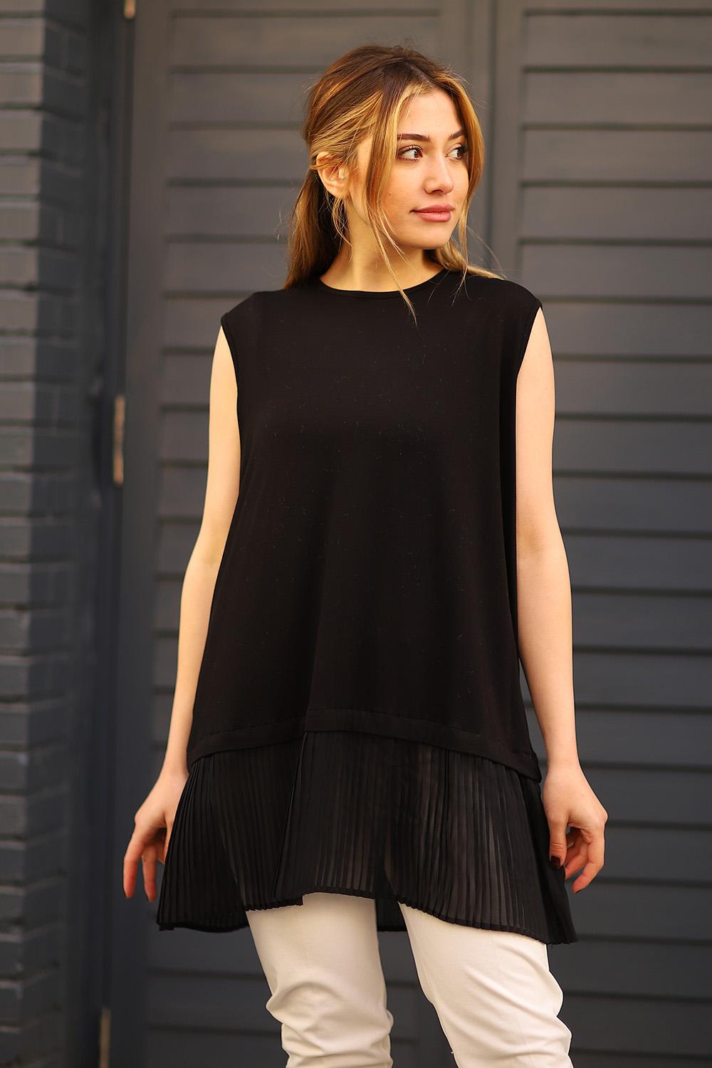 Piliseli Kolsuz İçlik Tesettür Siyah Modelleri En Uygun Fiyatlarla